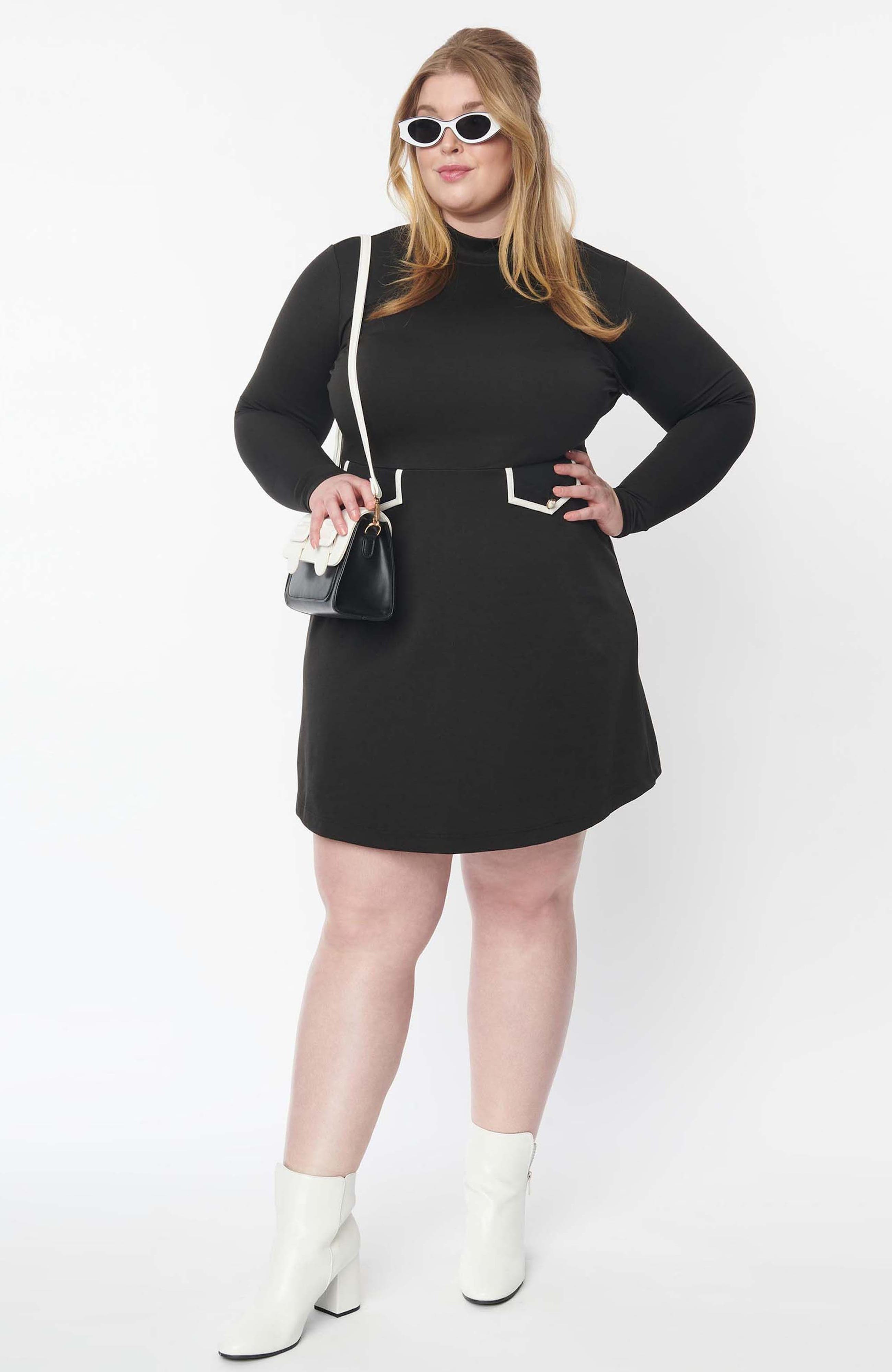 Smak Parlour Plus Size 1960s Mock Turtleneck Fit & Flare Dress | Nordstrom