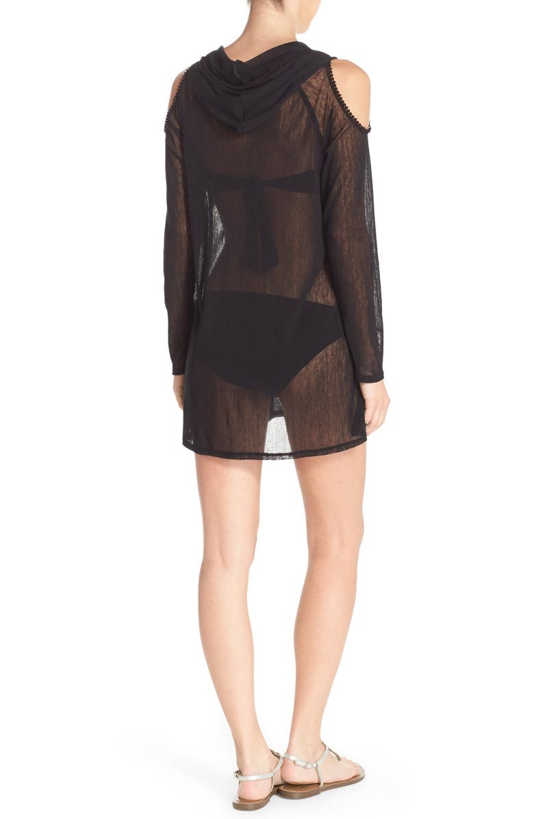 Robin Piccone 'Sophia' Cold Shoulder Mesh Hoodie | Nordstrom