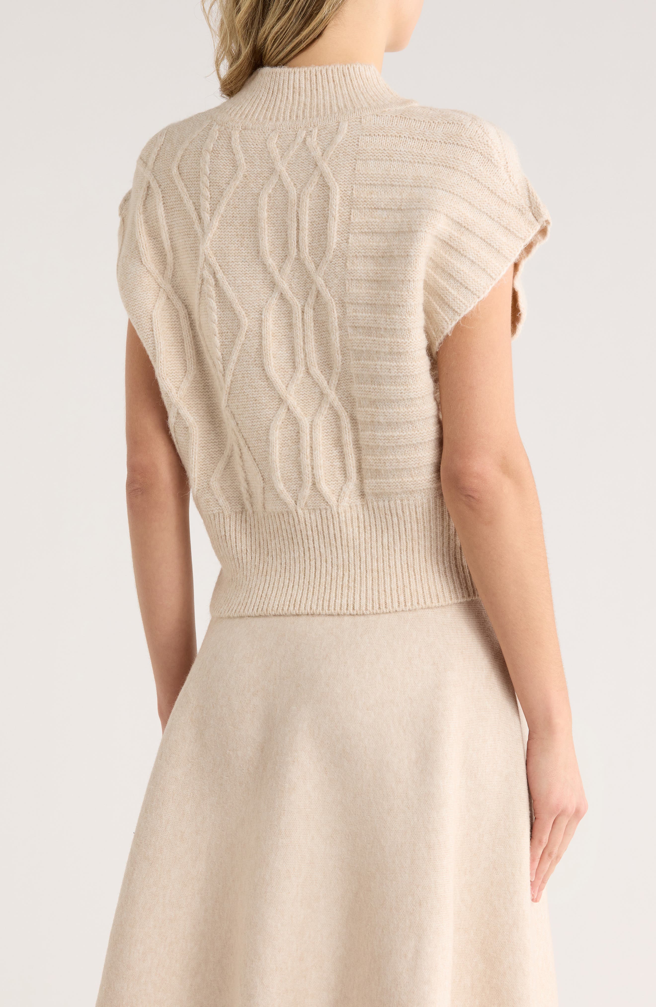 ELIE ELIE TAHARI Cap Sleeve Cable Stitch Sweater | Nordstromrack