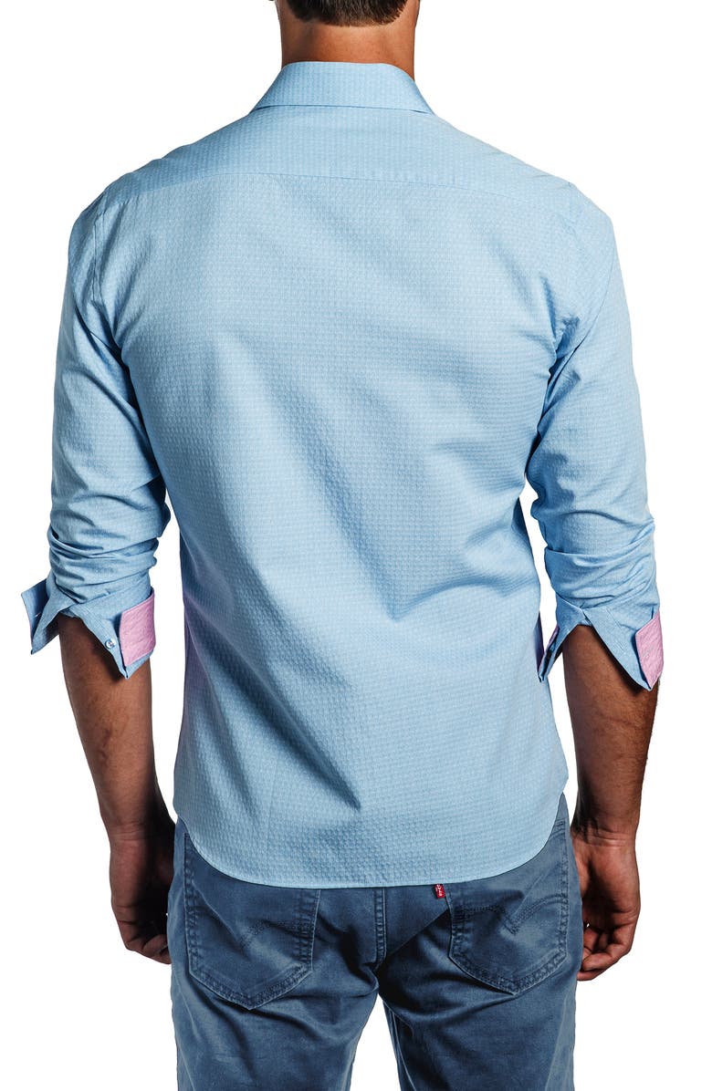 Jared Lang Trim Fit Textured Long Sleeve Button-Up Cotton Shirt ...
