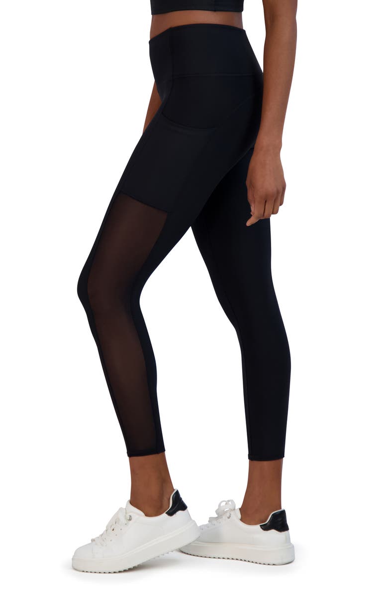 SAGE COLLECTIVE High Waist Mesh Panel 7/8 Crop Leggings | Nordstromrack