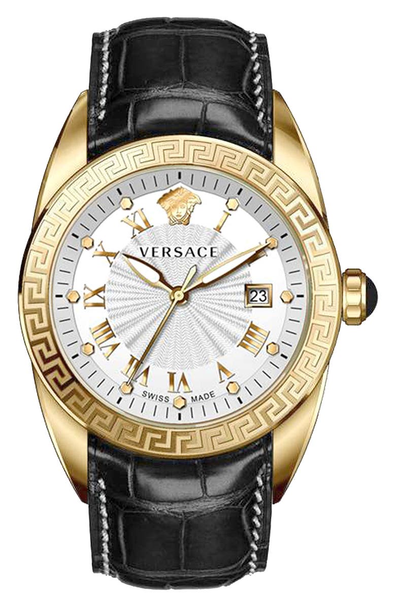 Versace V-Sport II Swiss Quartz Leather Strap Watch, 42mm | Nordstromrack