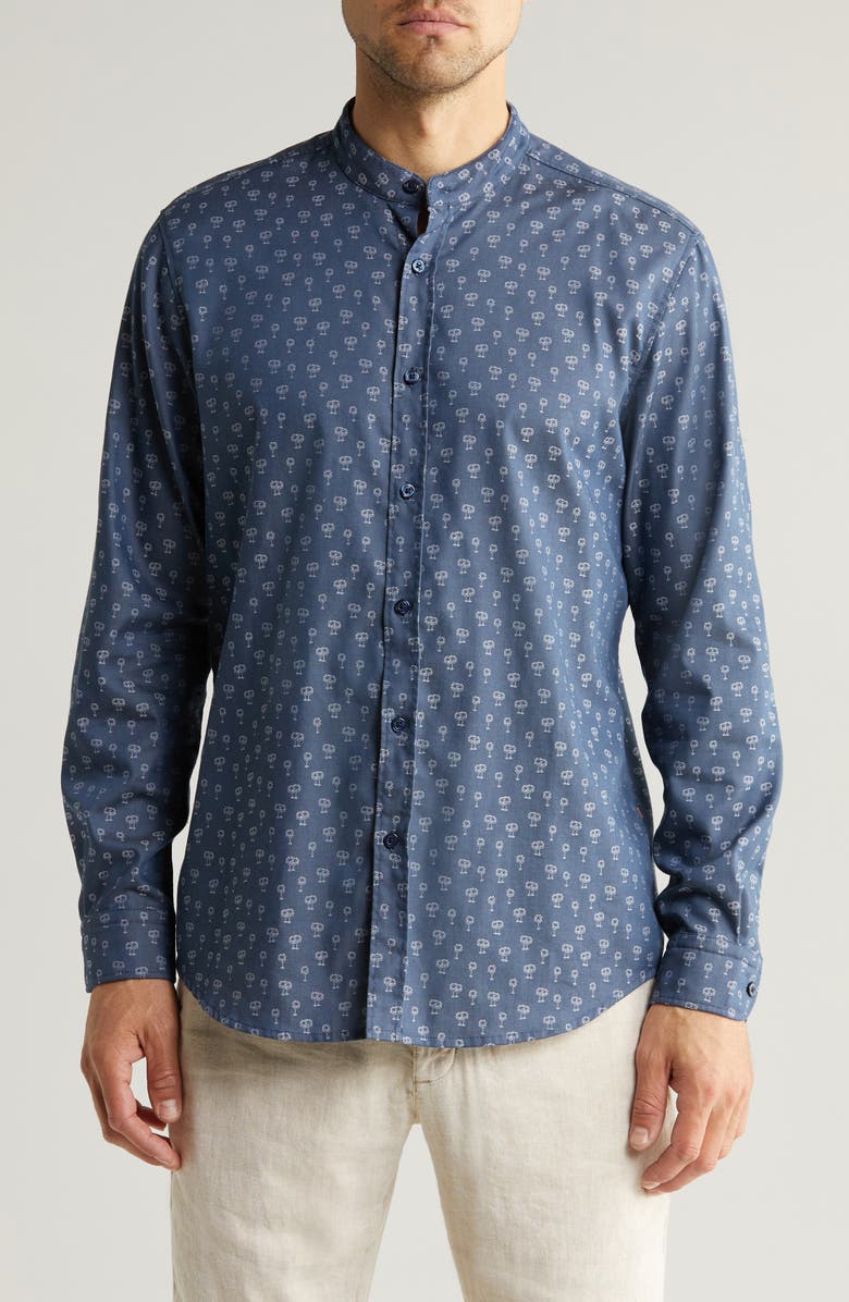 BOSS Race Band Collar Stretch Cotton Button-Up Shirt | Nordstromrack