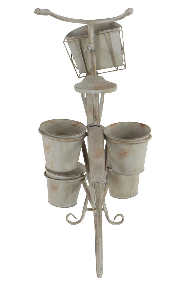 WILLOW ROW Silvertone Metal Indoor & Outdoor 3-Tier Bike Plant STand ...