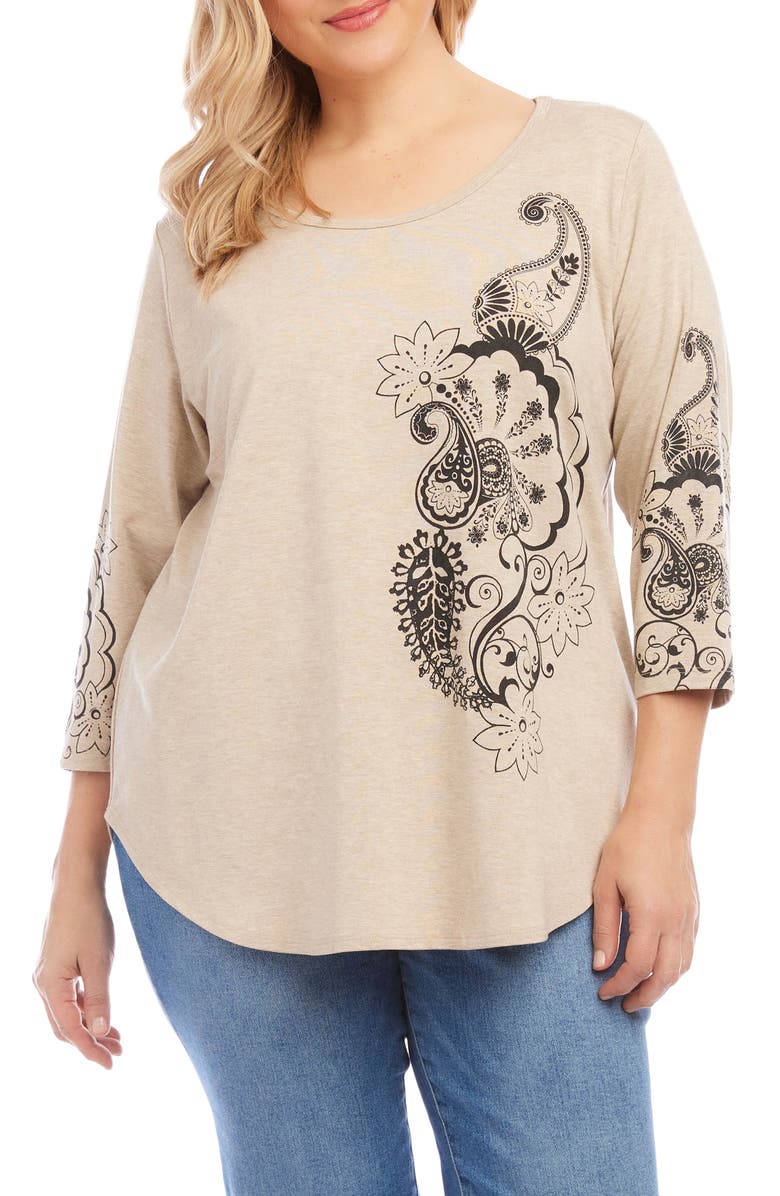 Karen Kane Paisley Print Knit Shirttail Top | Nordstromrack