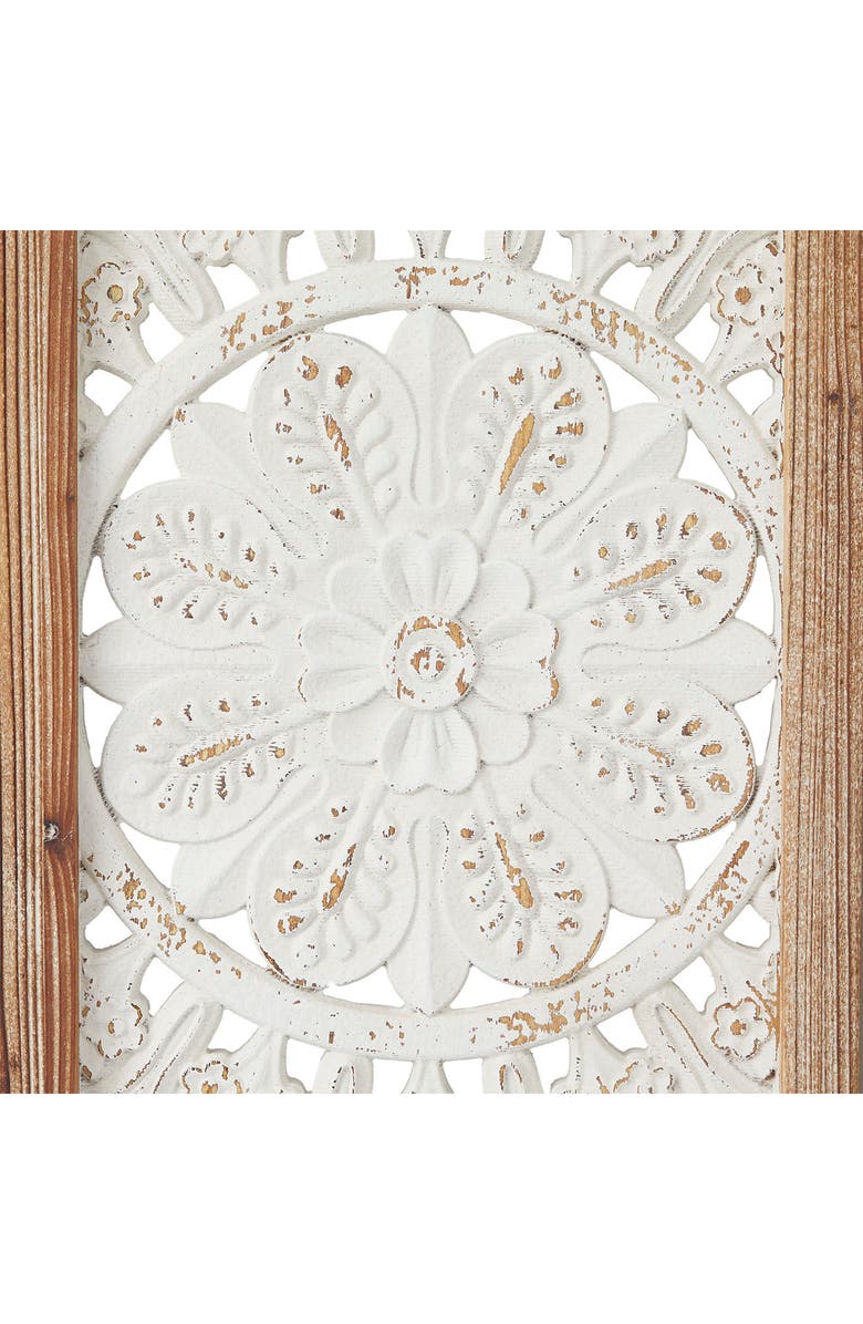 GINGER BIRCH STUDIO White Wood Intricately Carved Floral Wall Decor ...