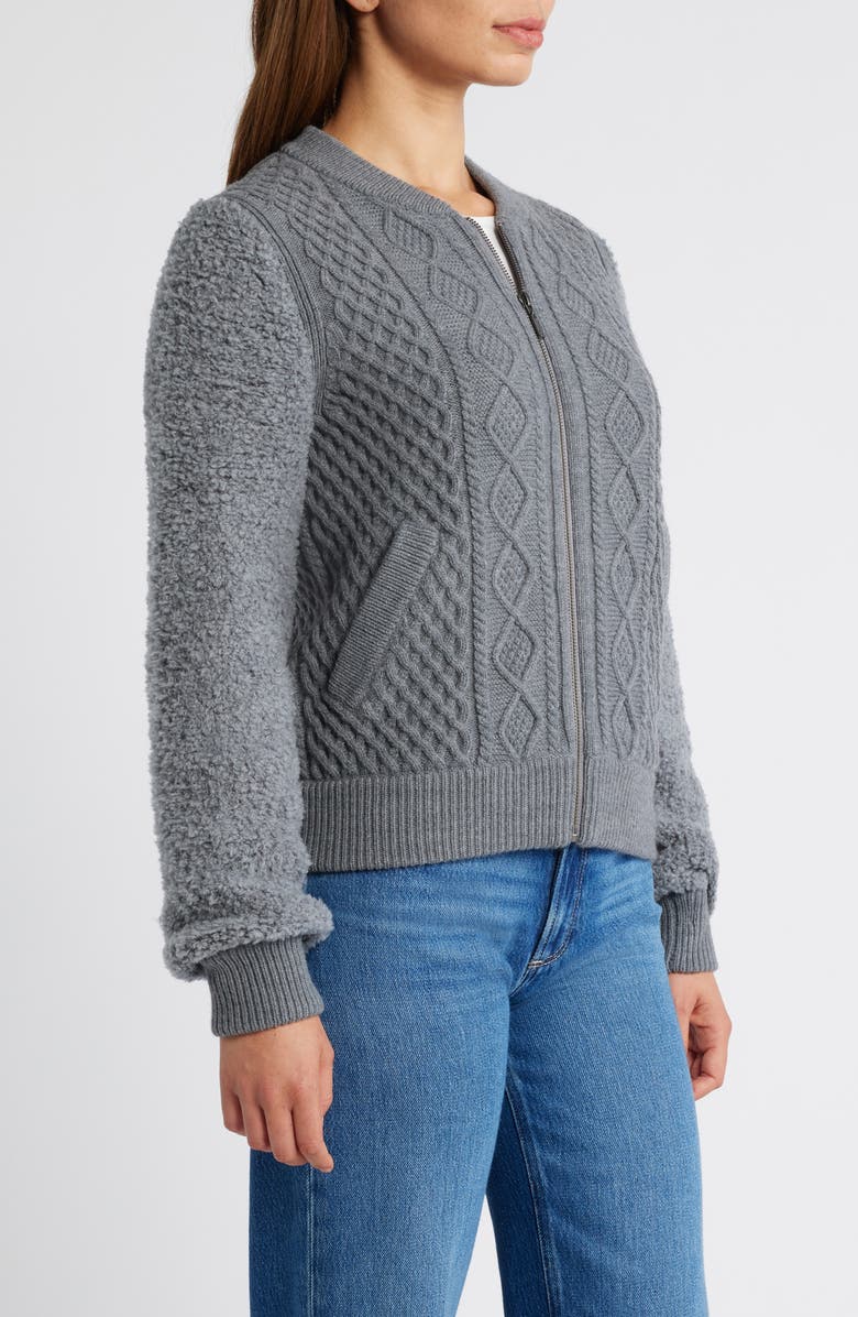 Caslon® Cable Zip-Up Bomber Cardigan | Nordstromrack