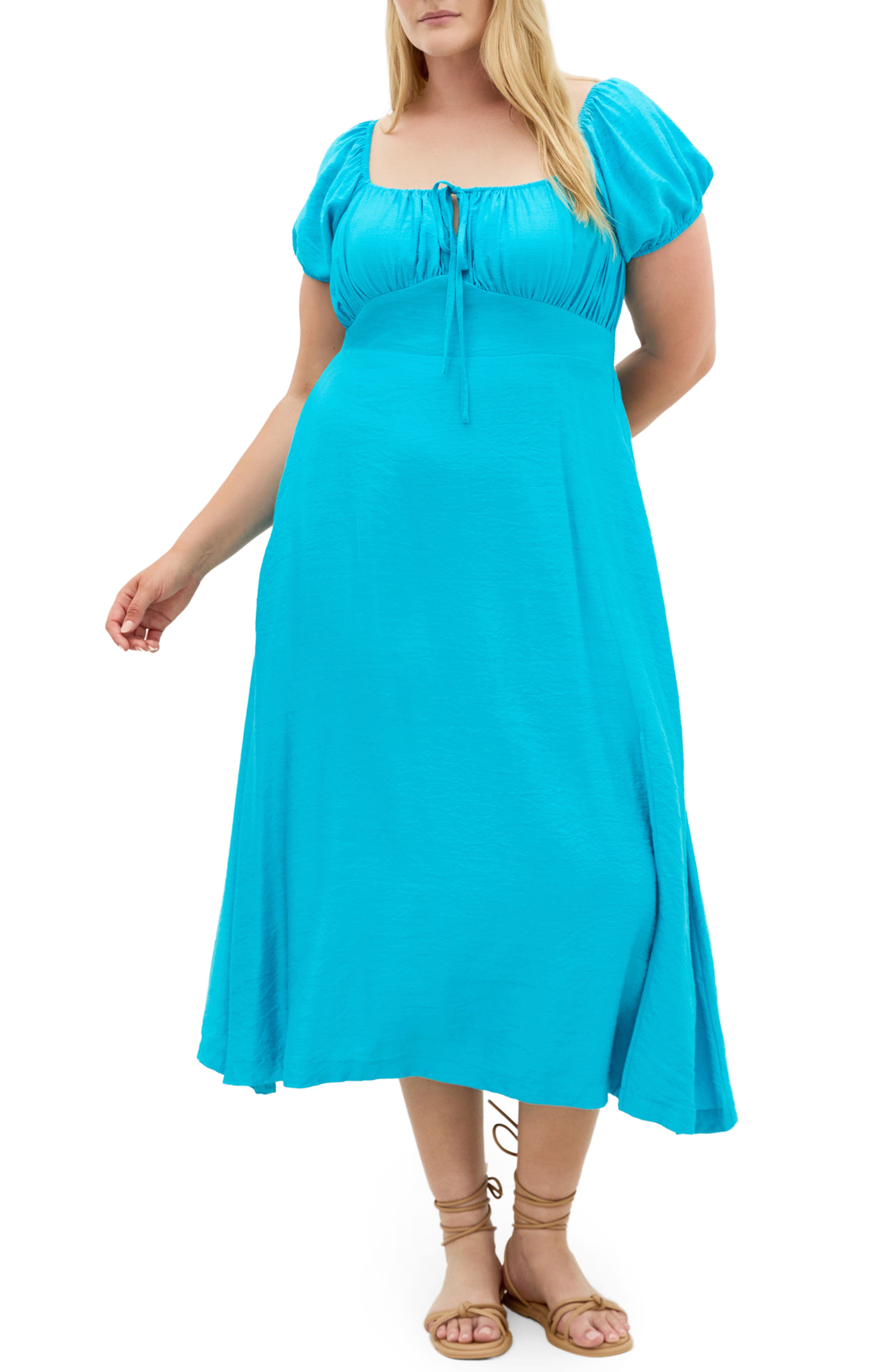 City Chic Abbigail Midi Peasant Dress | Nordstrom