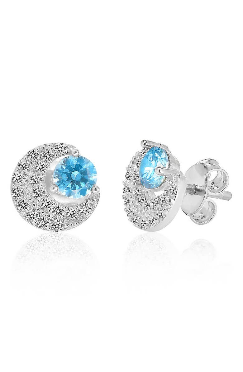 GABI RIELLE Sky Blue Crescent Moon Halo Stud Earrings | Nordstromrack