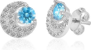 GABI RIELLE Sky Blue Crescent Moon Halo Stud Earrings | Nordstromrack