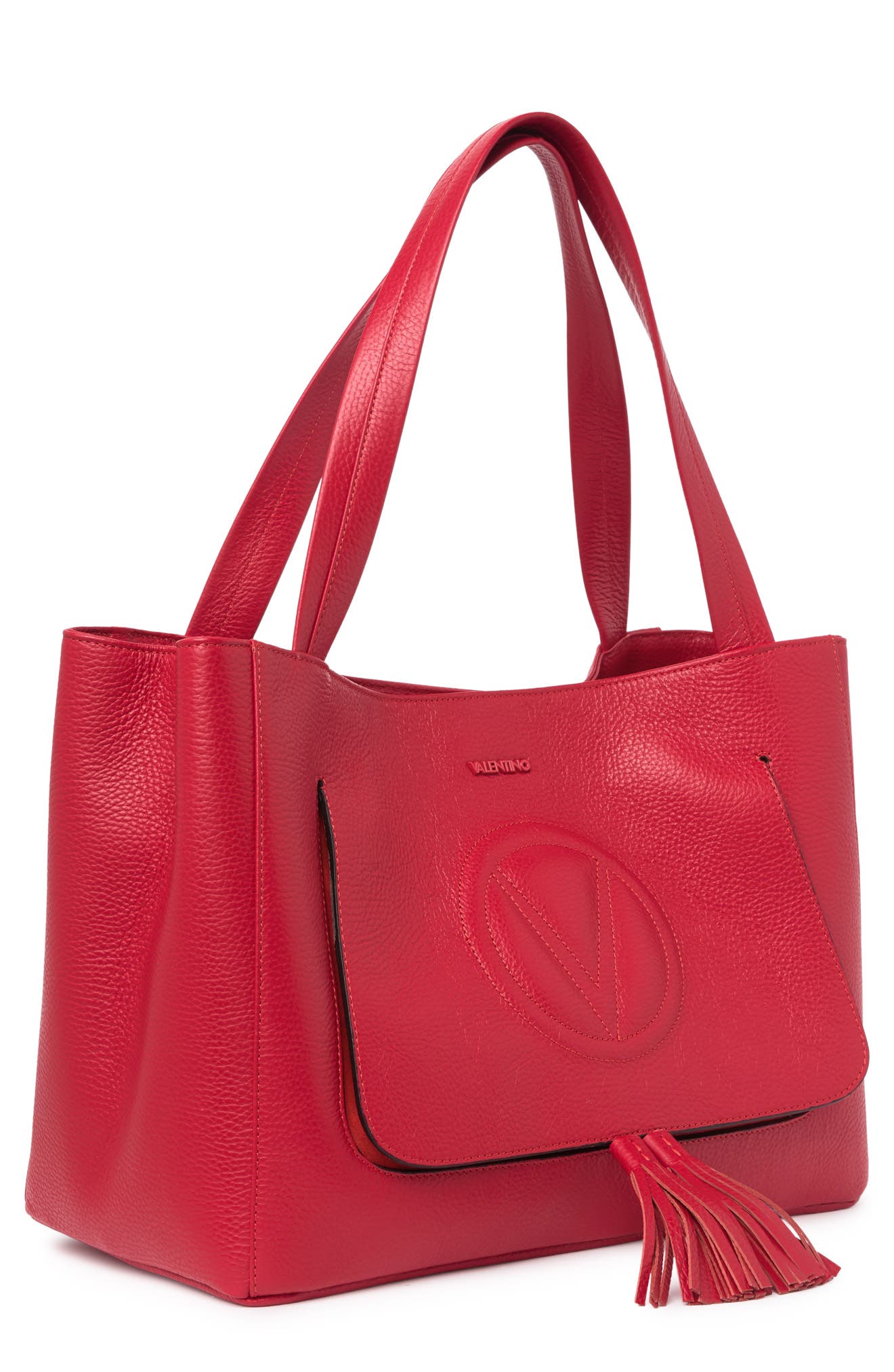 VALENTINO BY MARIO VALENTINO Ollie Dollaro Poppy Red Leather Tote Bag ...