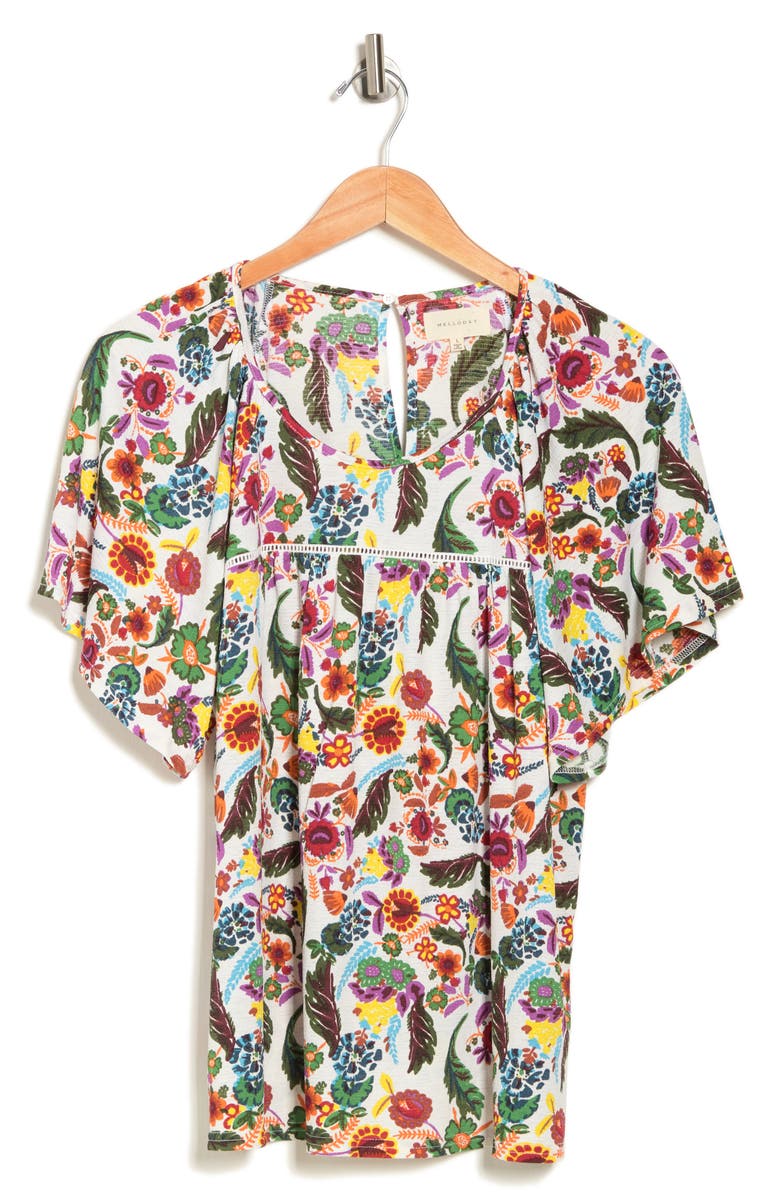 MELLODAY Short Sleeve Yoke Trim Top | Nordstromrack