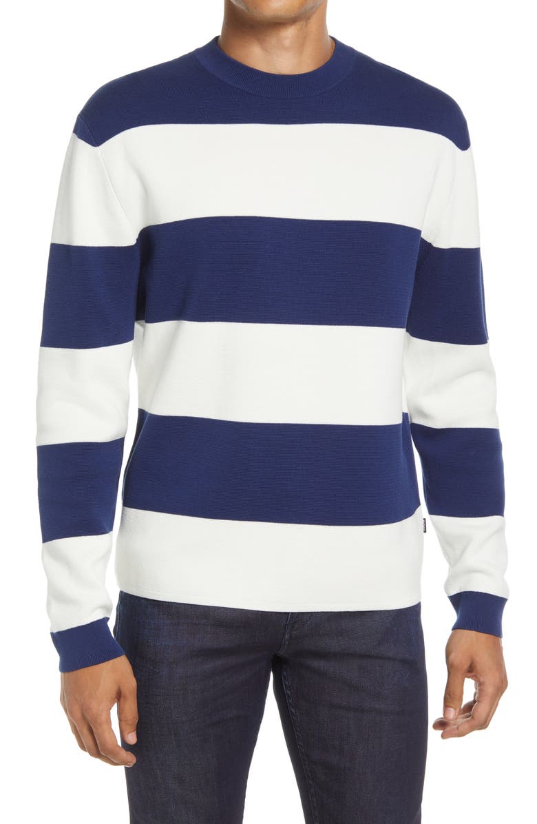 BOSS Nasato Stripe Crewneck Sweater | Nordstromrack