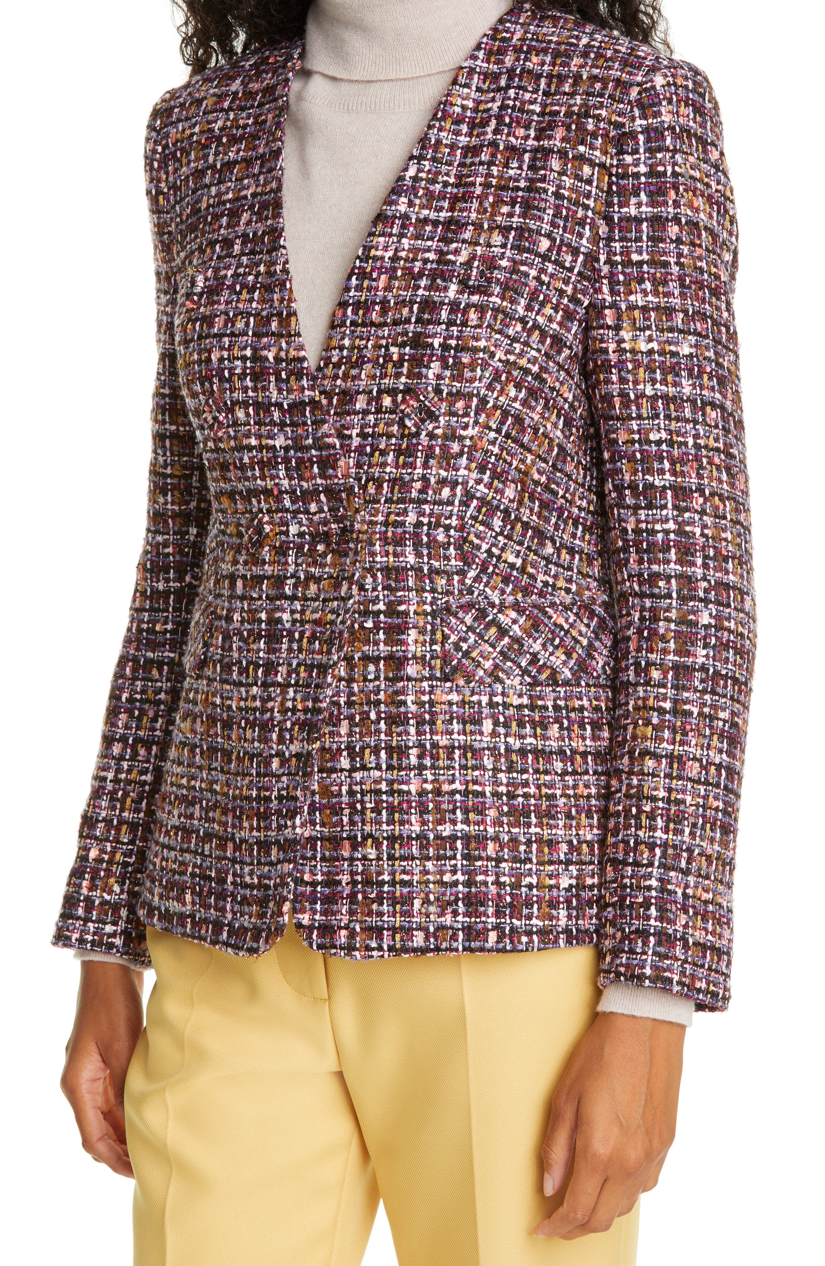 Helene Berman Collarless Button Front Tweed Jacket | Nordstrom