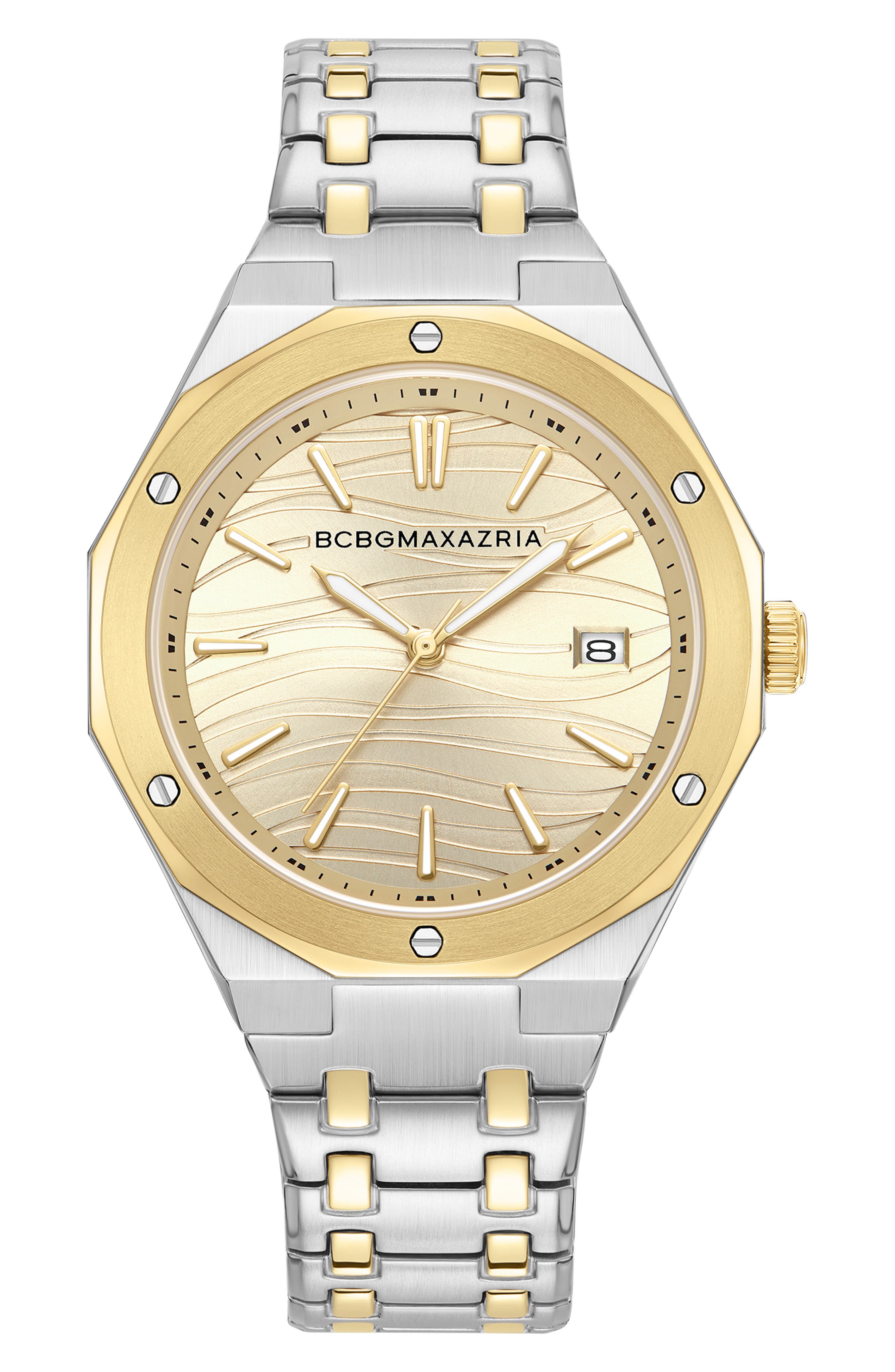 BCBG Max Azria 3-Hand Quartz Two-Tone Bracelet Watch, 36mm | Nordstromrack