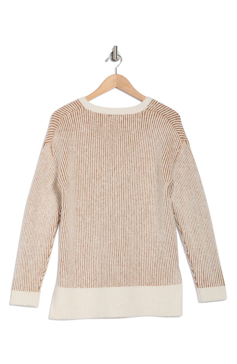 INDUSTRY REPUBLIC CLOTHING Ribbed Stripe Step Hem Sweater | Nordstromrack