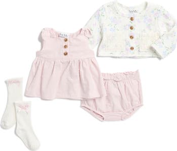 Nicole Miller Floral Cardigan, Dress, Bloomers & Socks Set | Nordstromrack
