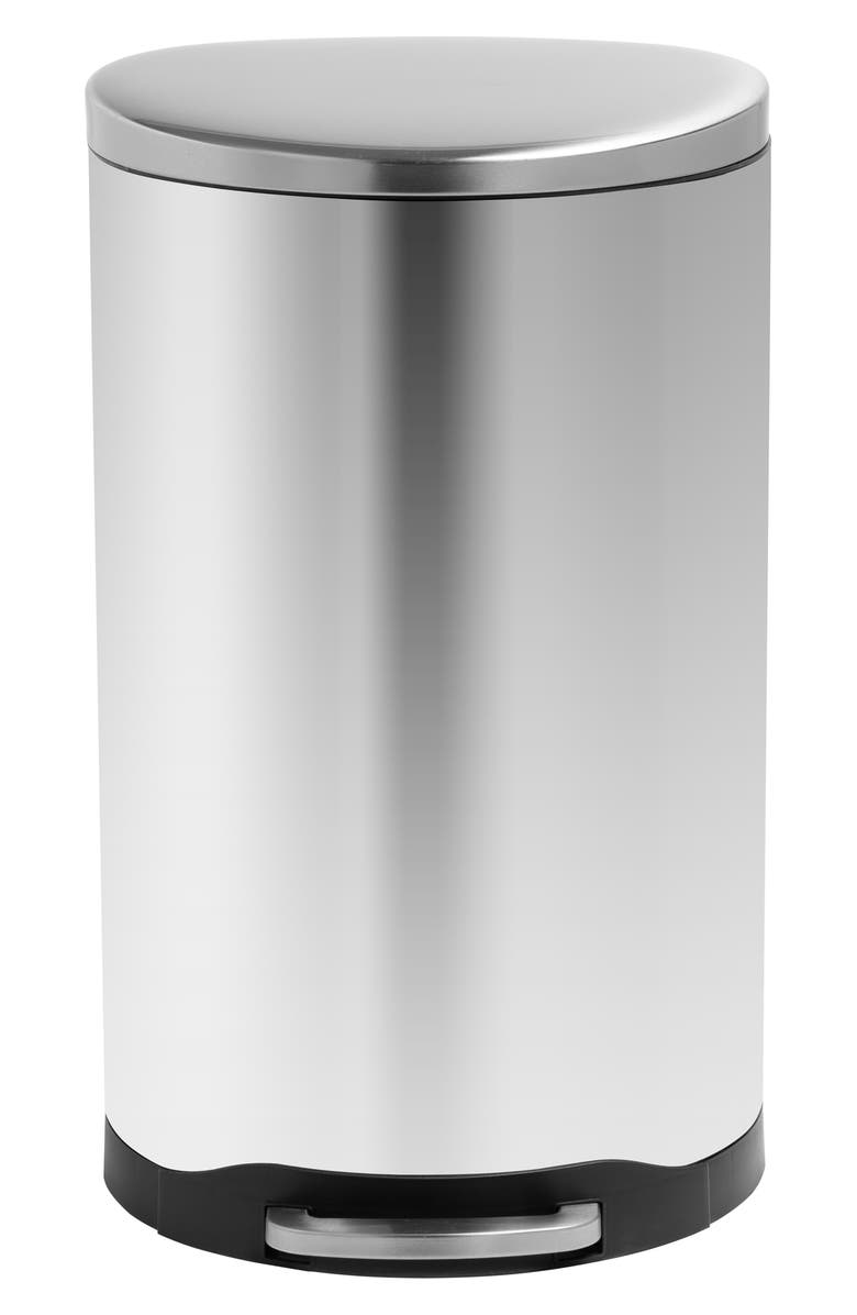 HONEY-CAN-DO 40L Semi-Round Lidded Step Stainless Steel Trash Can ...