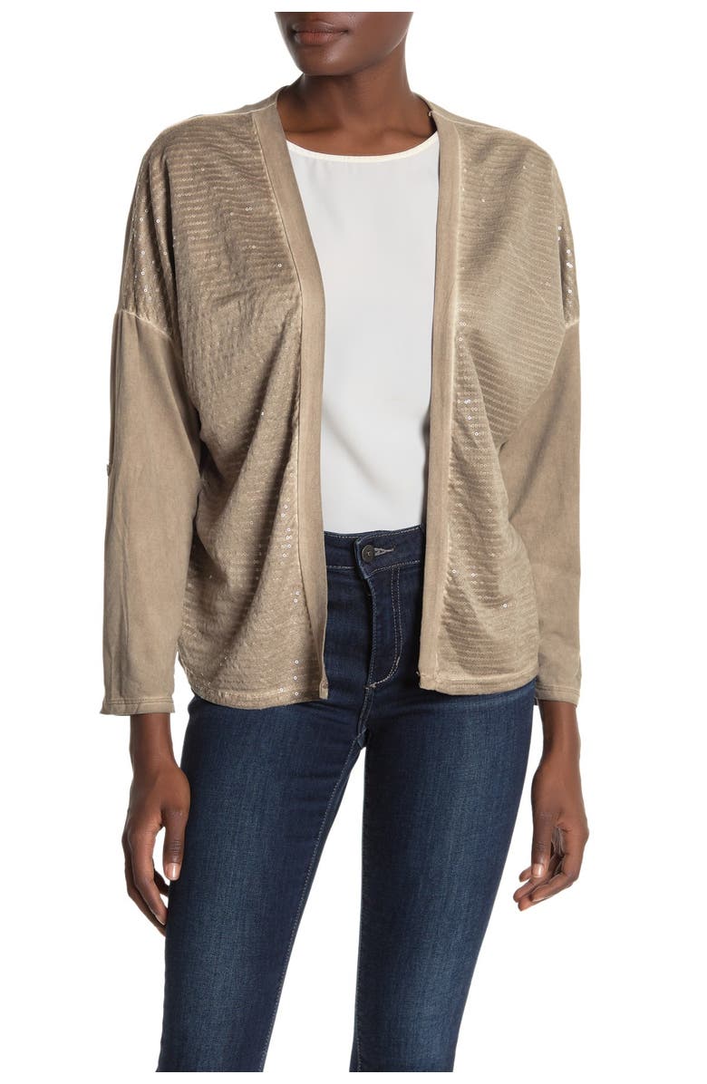 LOLA MADE IN ITALY Sequined Open Front Cardigan | Nordstromrack