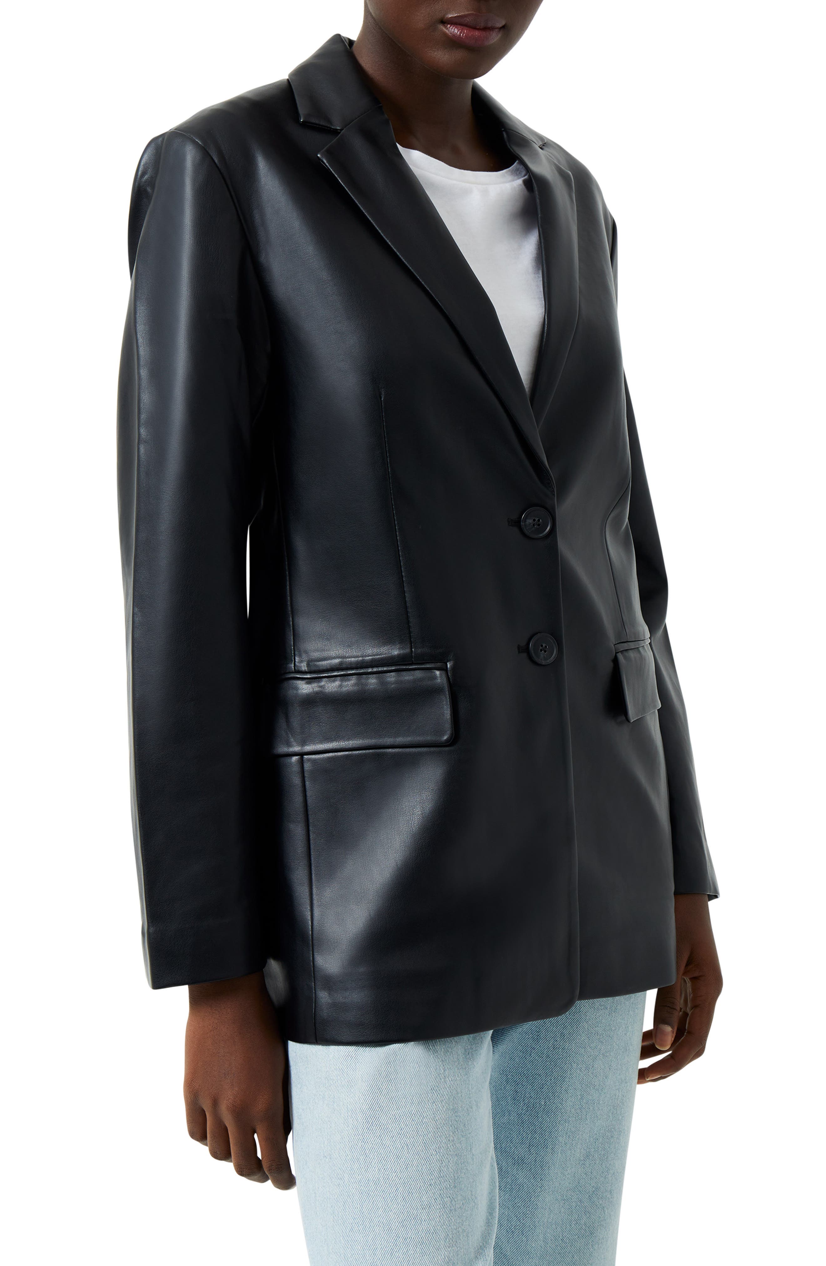French Connection Crolenda Faux Leather Blazer | Nordstromrack