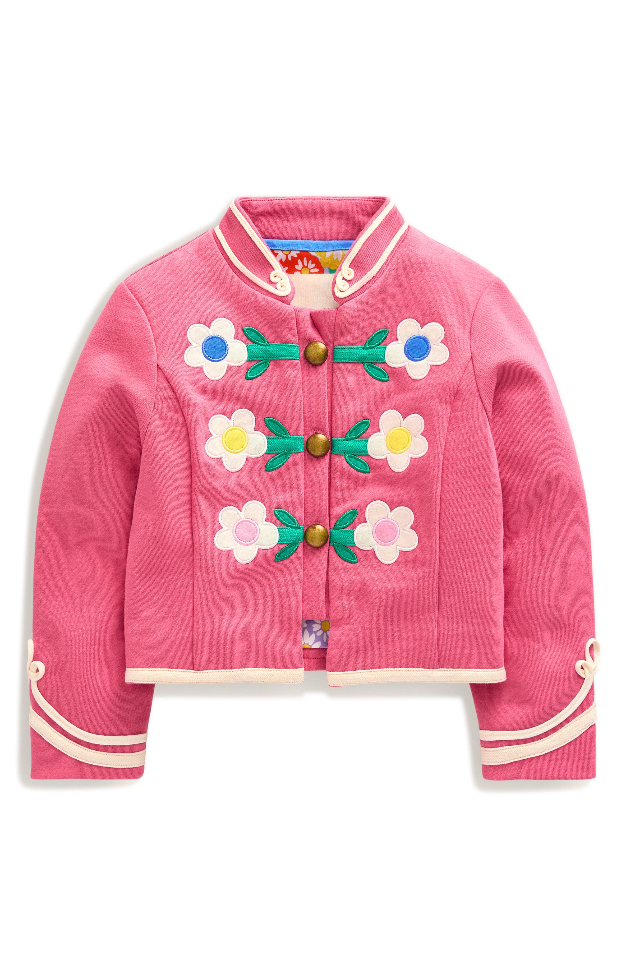 Mini Boden Kids' Floral Appliqué Knit Military Jacket | Nordstromrack