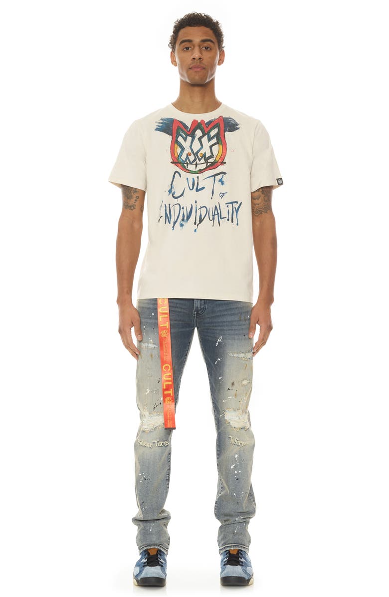 Cult of Individuality Rocker Belted Distressed Stretch Slim Straight ...