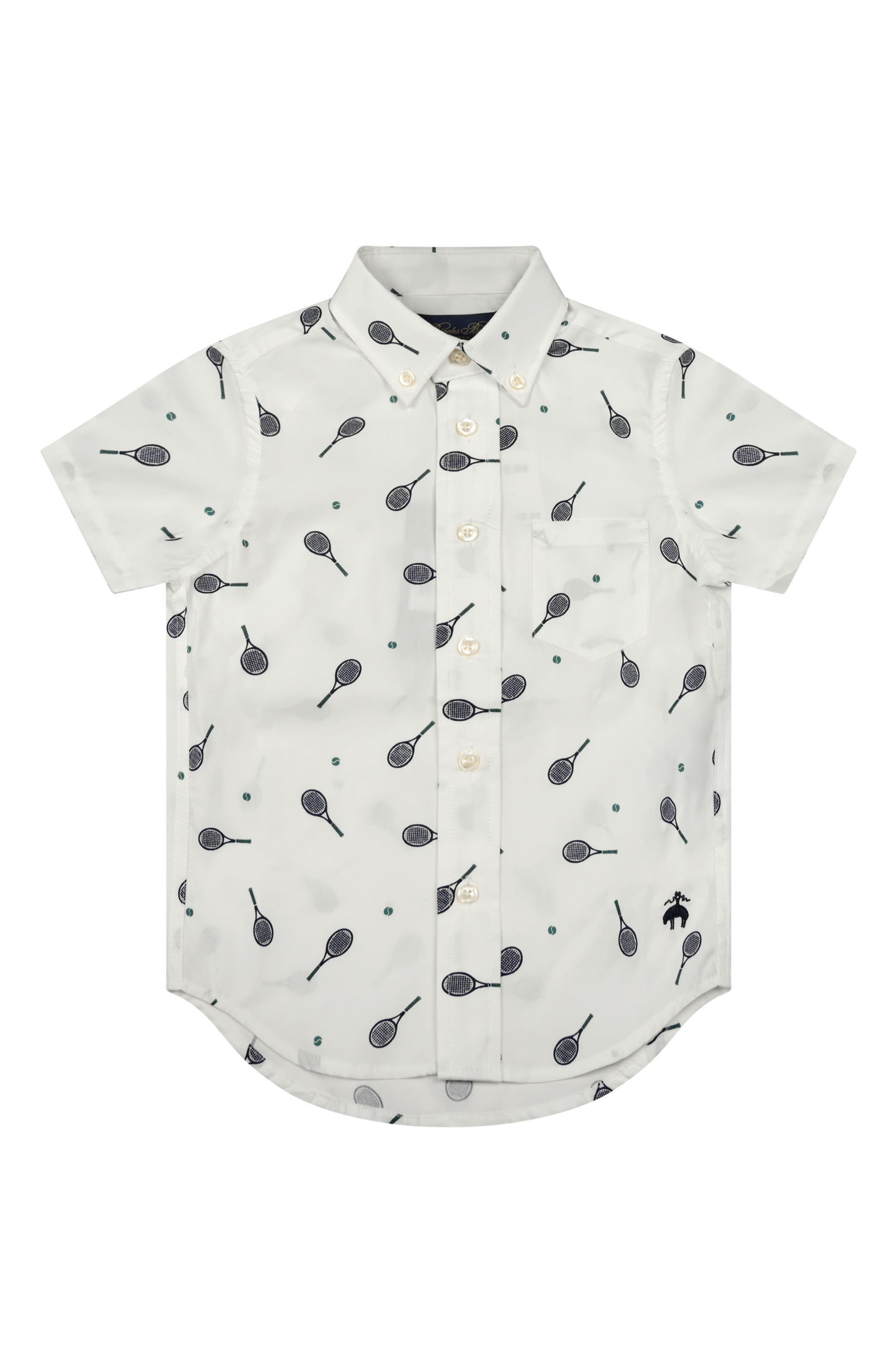 Brooks Brothers Kids' Racket Print Short Sleeve Cotton Button-Down ...