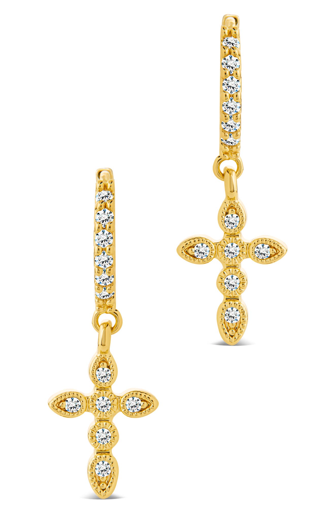 Sterling Forever Cross Drop Hoop Earrings | Nordstromrack