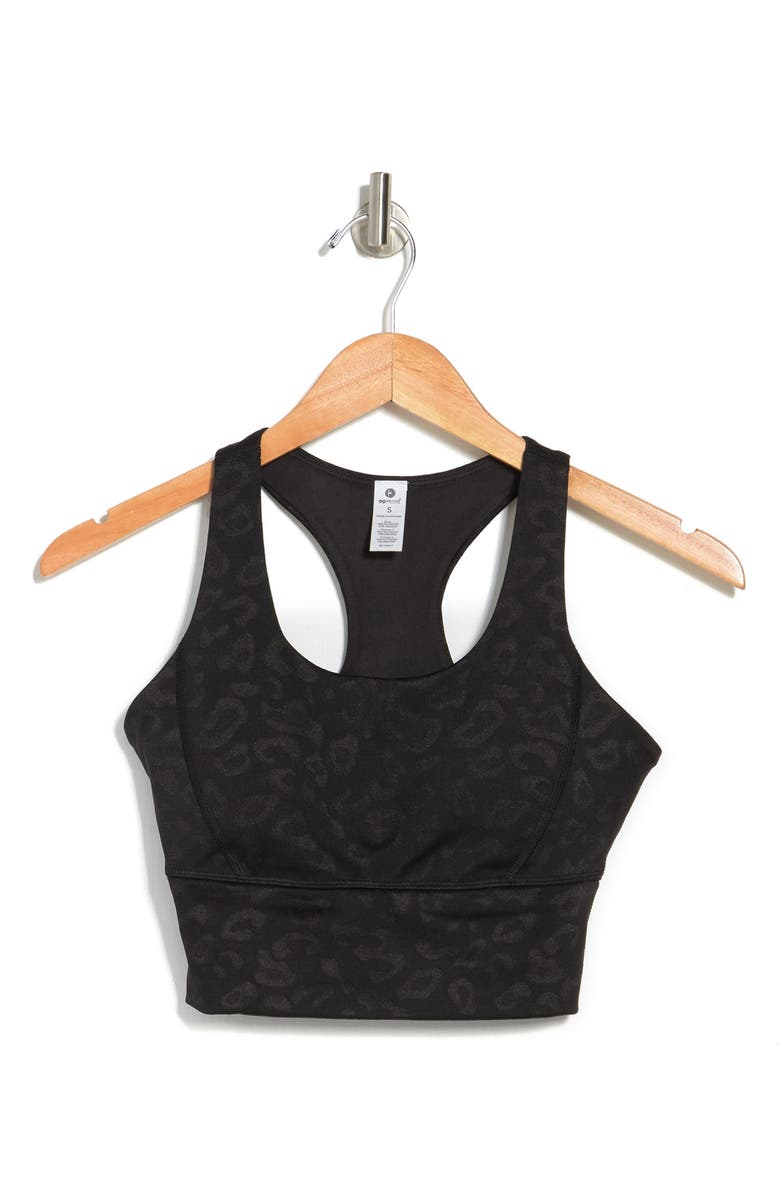 90 DEGREE BY REFLEX Jacquard Leopard Racerback Sports Bra | Nordstromrack