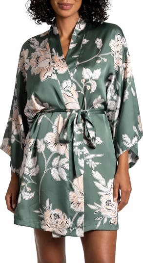 Midnight Bakery Fiji Floral Print Satin Robe | Nordstrom