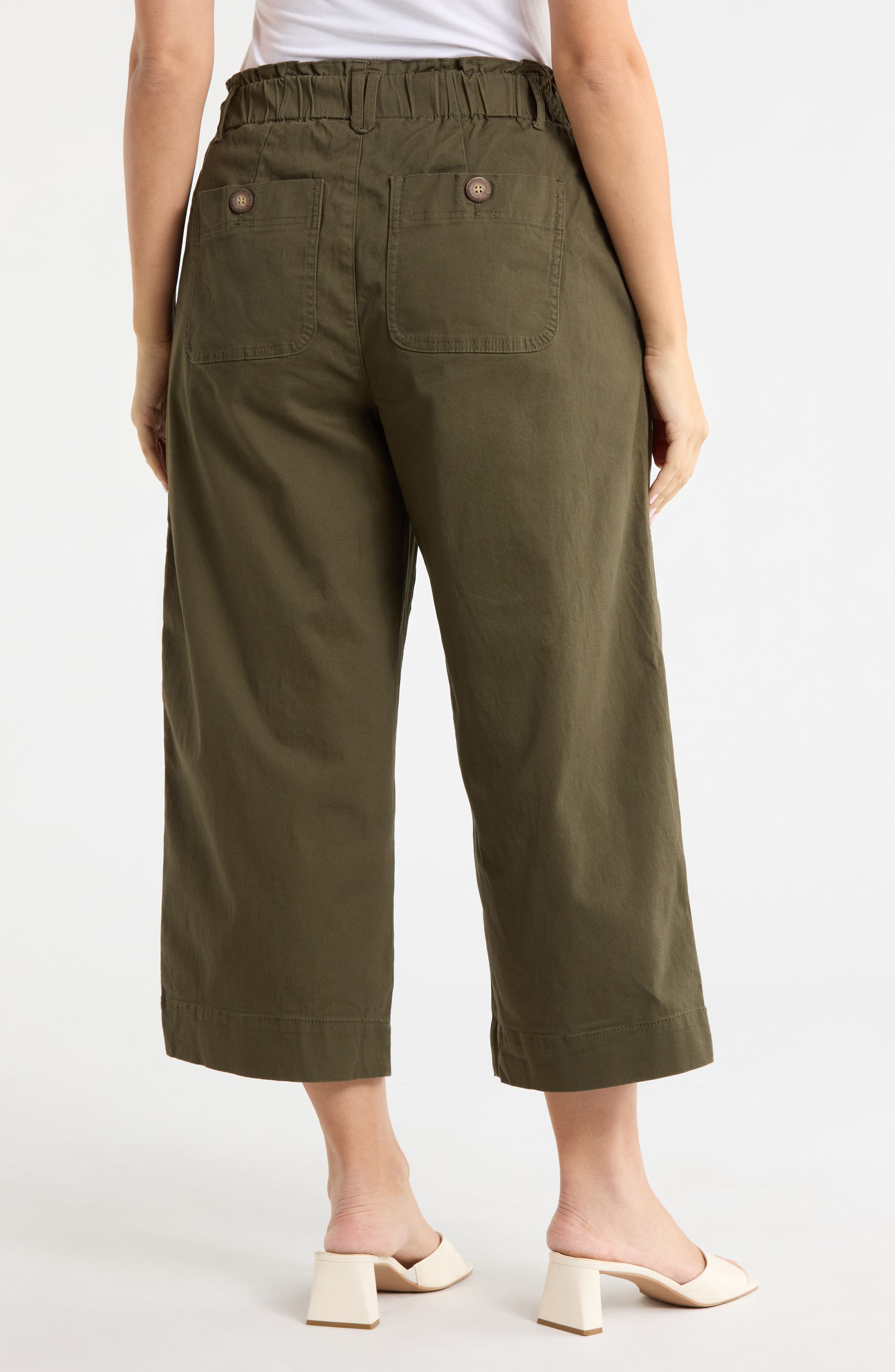 Button Pocket Crop Wide Leg Pants (Women) | Nordstromrack