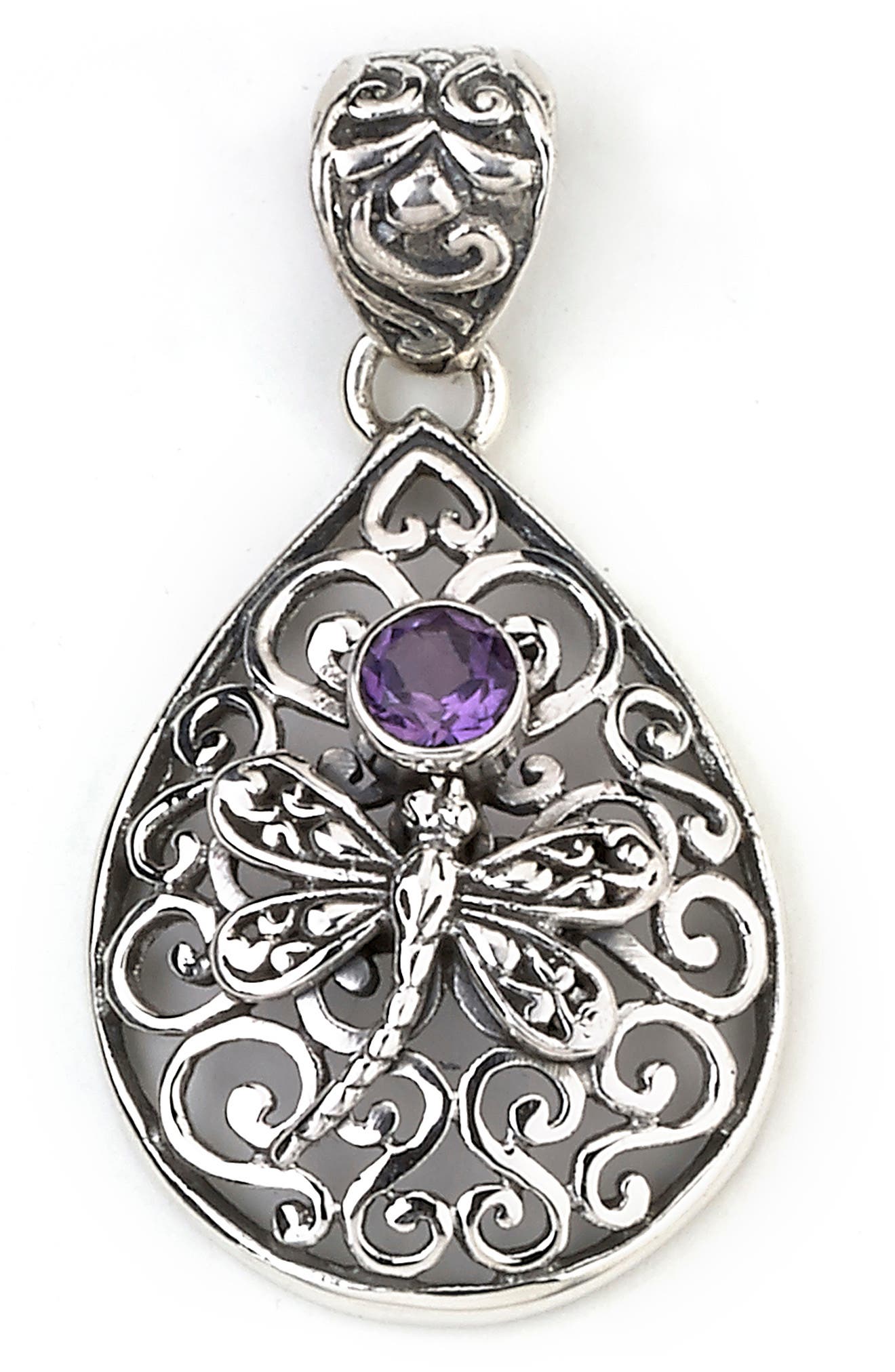 SAMUEL B. Sterling Silver Amethyst Butterfly Pendant Necklace ...