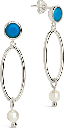 Sterling Forever Ula Turquoise & Cultured Pearl Drop Earrings | Nordstromrack