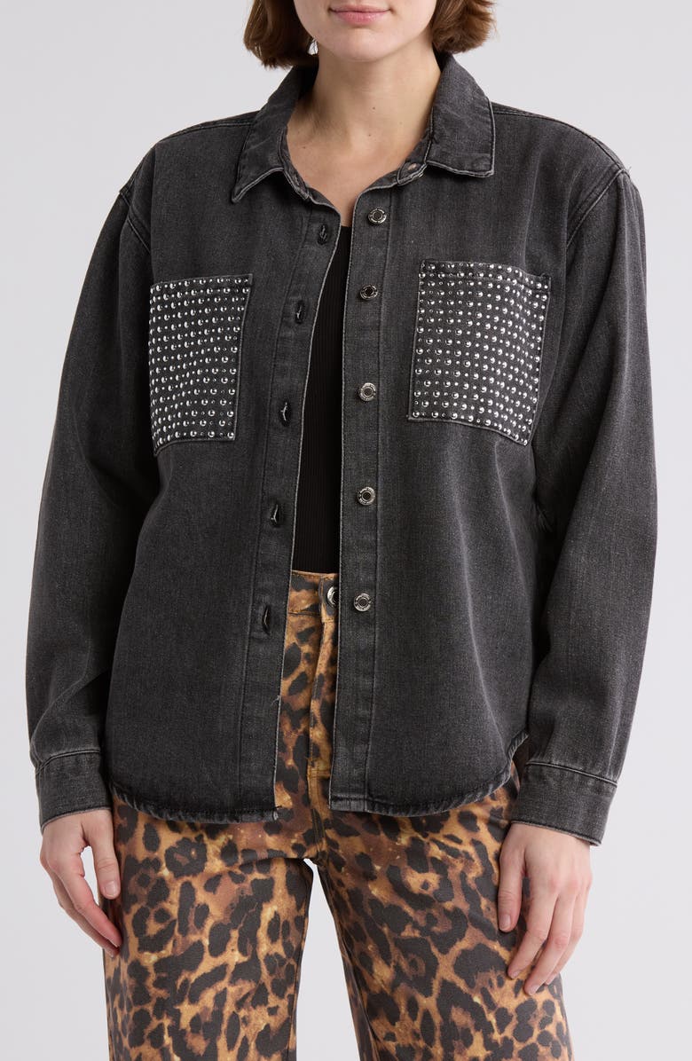 FLYING ANGEL Rhinestone Studded Denim Button-Up Shirt | Nordstromrack