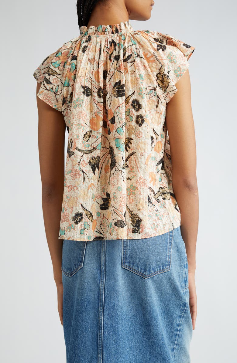 Ulla Johnson Cleo Floral Print Tie Neck Top | Nordstromrack