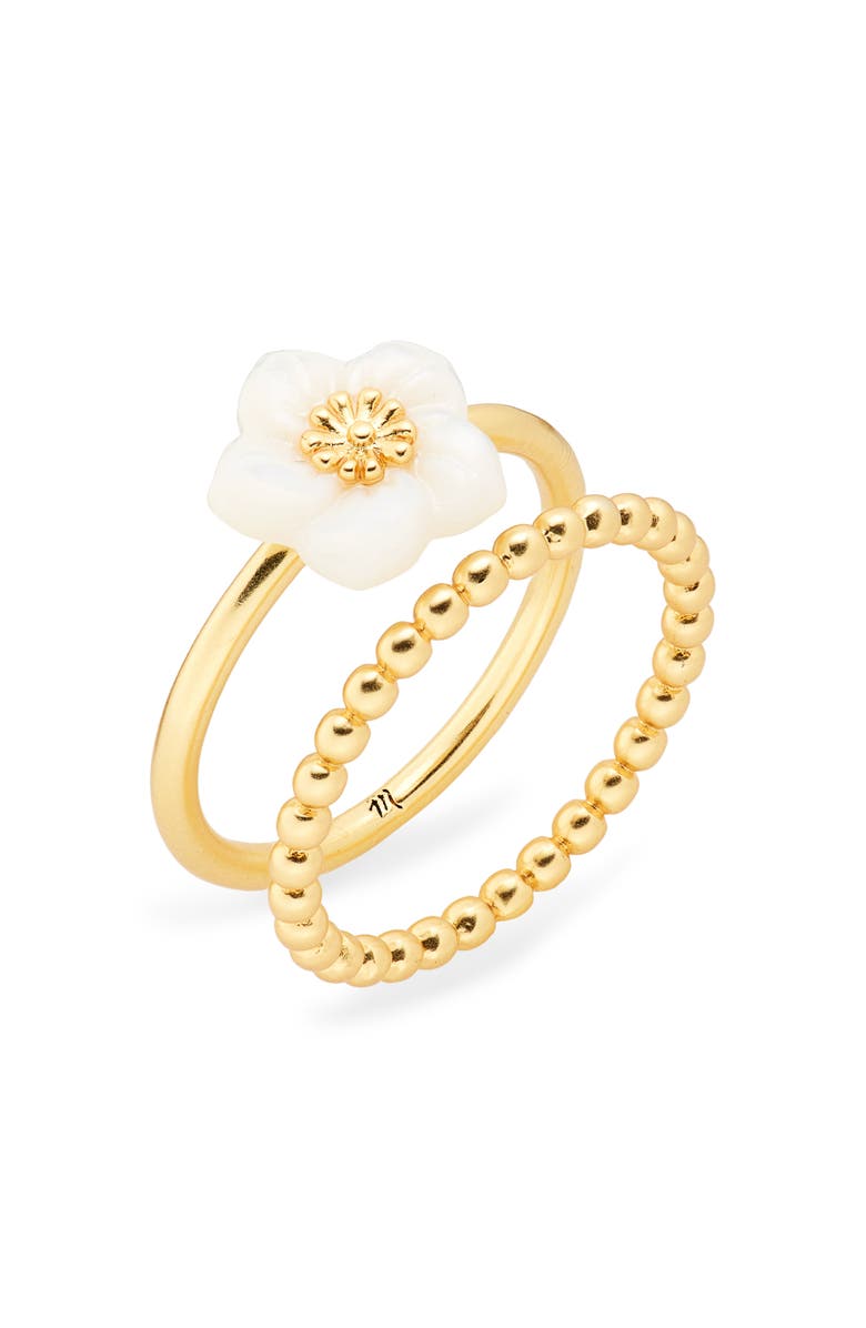 Madewell Set of 2 Mother-of-Pearl Floral Stacking Rings | Nordstrom