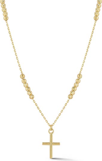 Ember Fine Jewelry 14K Gold Cross Pendant Bar Station Necklace ...