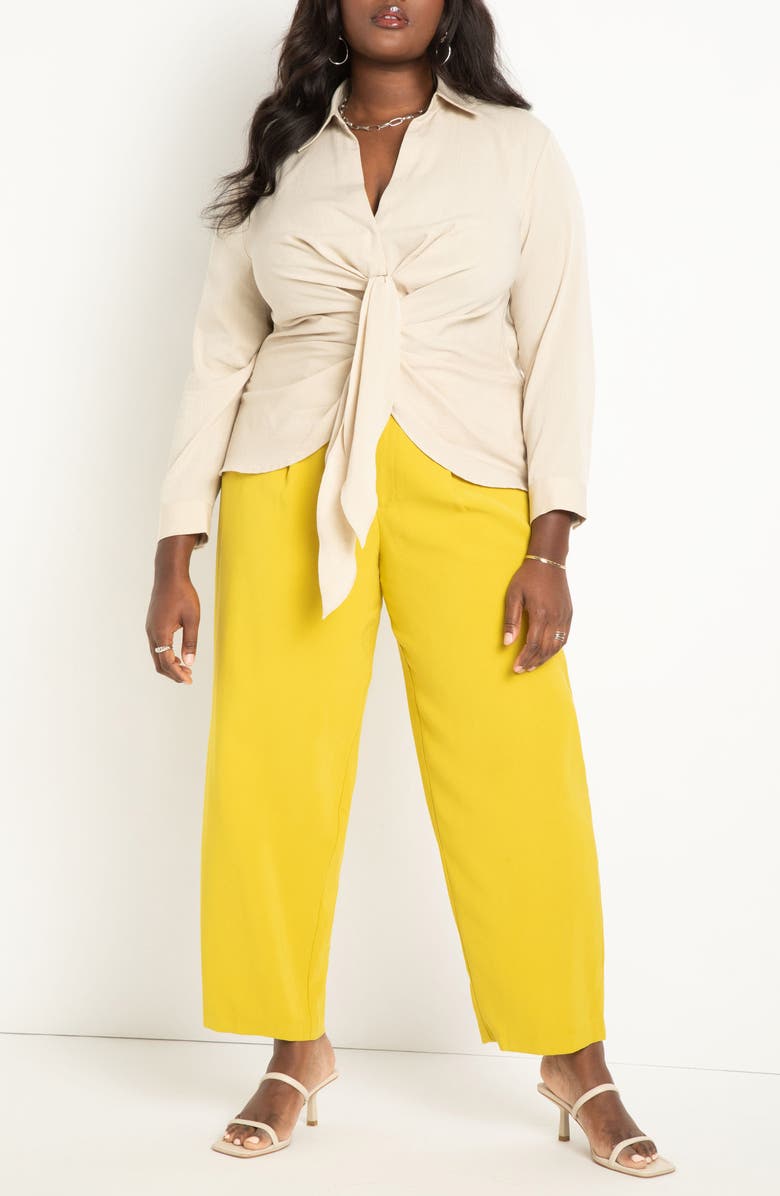 ELOQUII Tie Front Ruched Top | Nordstromrack
