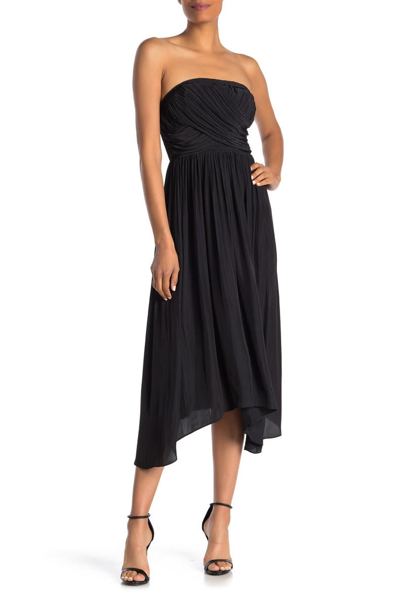 Ava Strapless Asymmetrical Hem Midi Dress (Women) | Nordstromrack