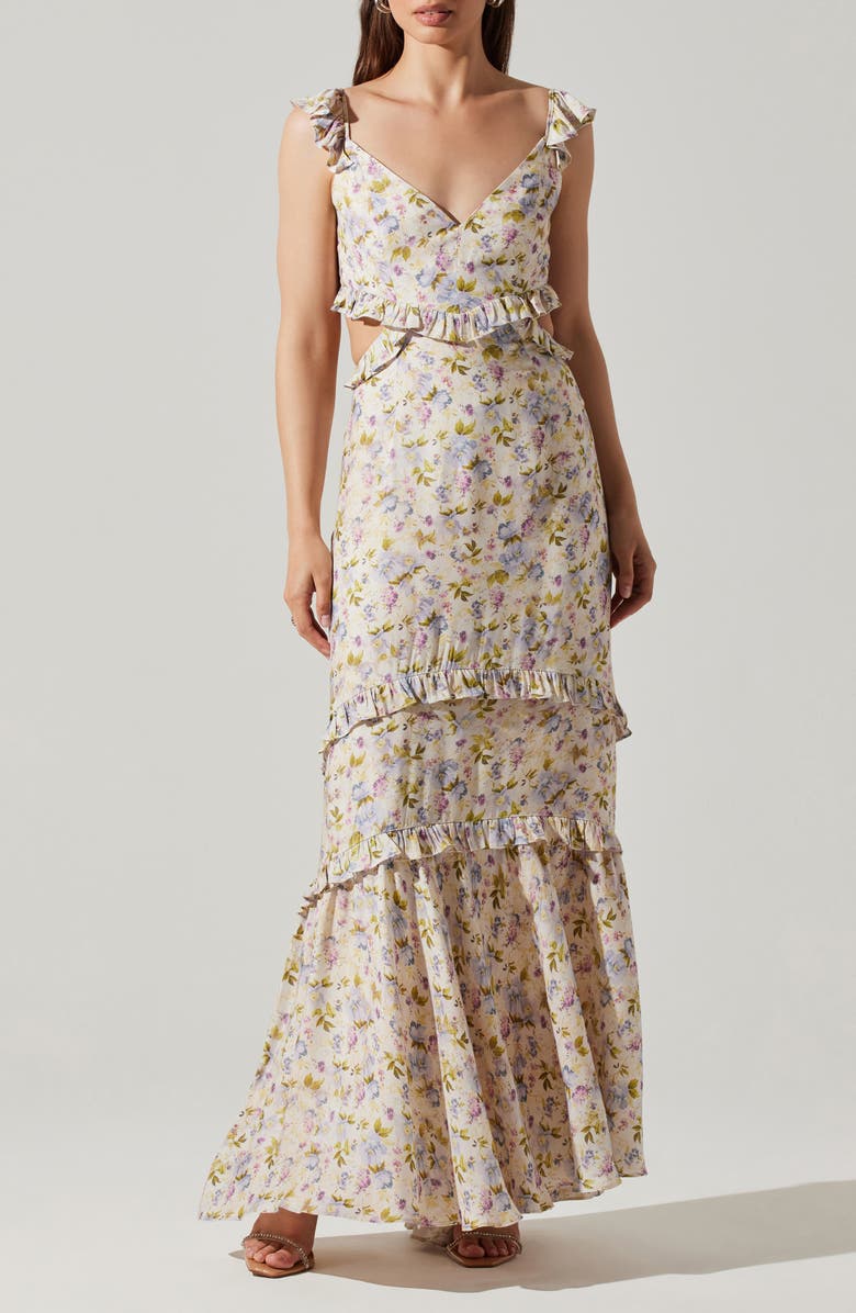 ASTR the Label Cassis Floral Cutout Maxi Dress | Nordstromrack