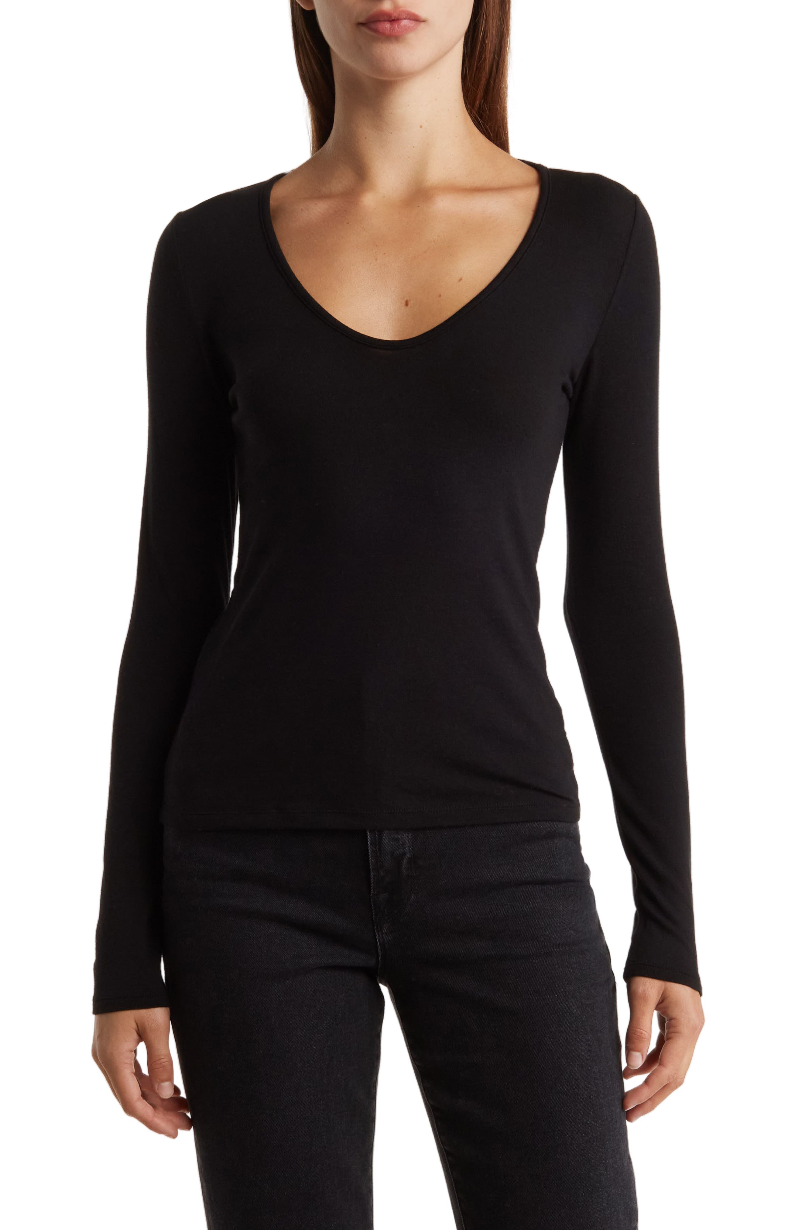 Deep V-Neck Long Sleeve Top (Women) | Nordstromrack