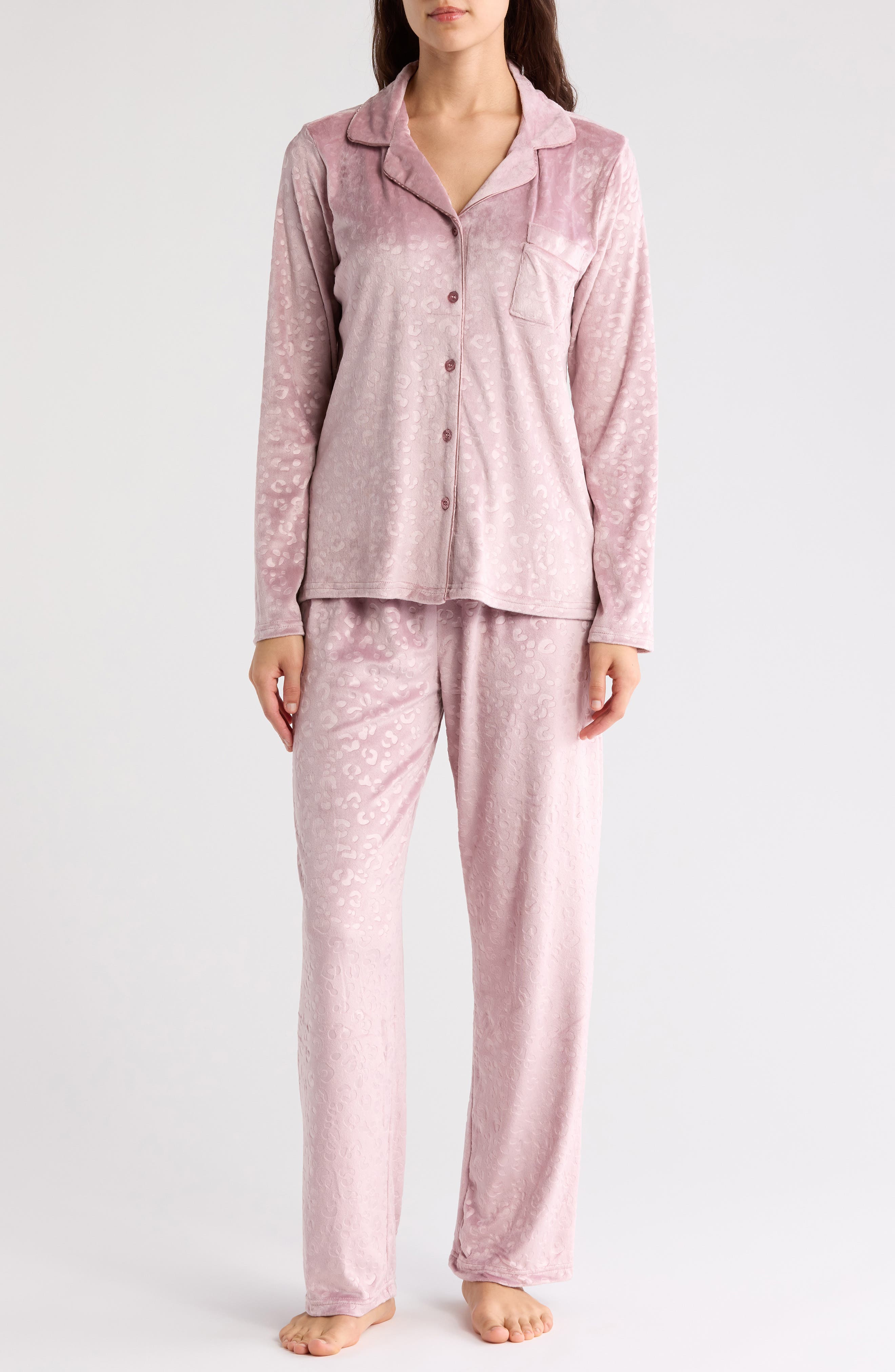 Nicole Miller Gemini Embossed Velour Pajamas | Nordstromrack