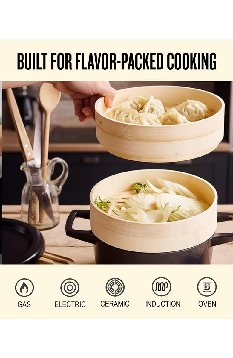 Alva Nori 2.5 Qt Enameled Cast Iron Cocotte Dutch Oven & Steamer Set ...