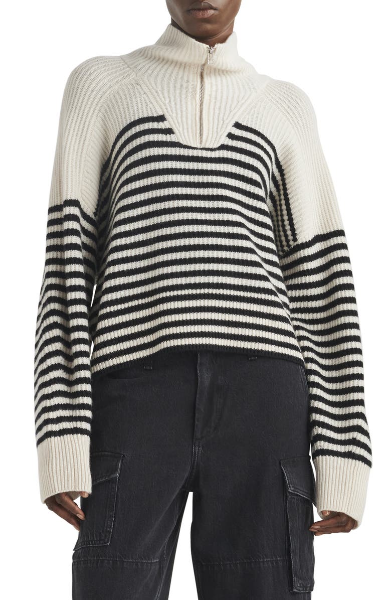 rag & bone Pierce Stripe Quarter Zip Cashmere Sweater | Nordstromrack