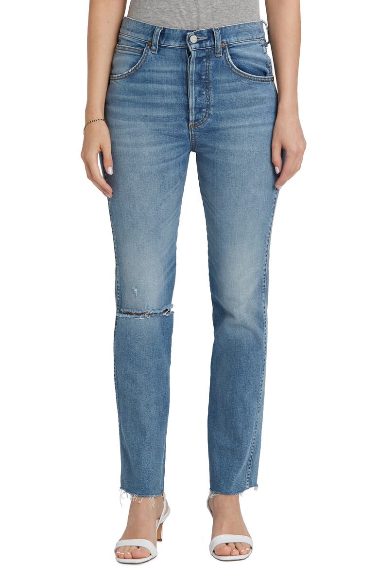 Boyish Jeans The Dempsey Ripped High Waist Raw Hem Jeans | Nordstrom