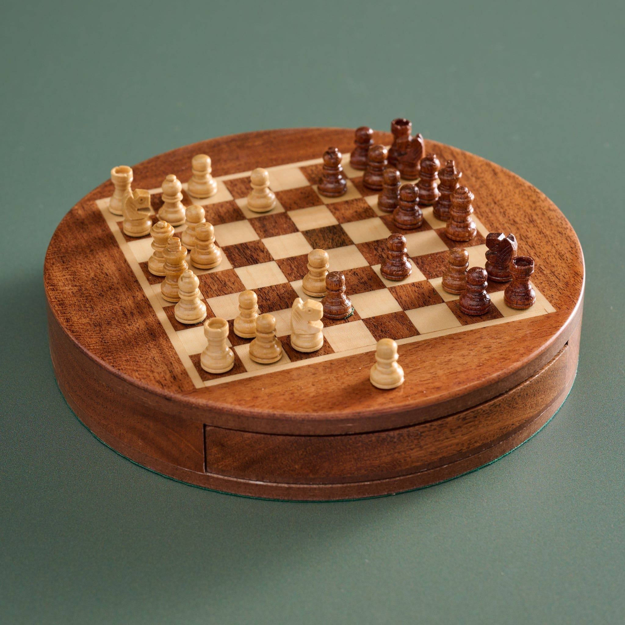 Ten Thousand Villages Acacia Wood Round Magnetic Chess Set | Nordstrom