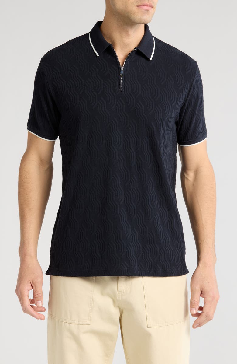 DENIM AND FLOWER Textured Zip Polo | Nordstromrack