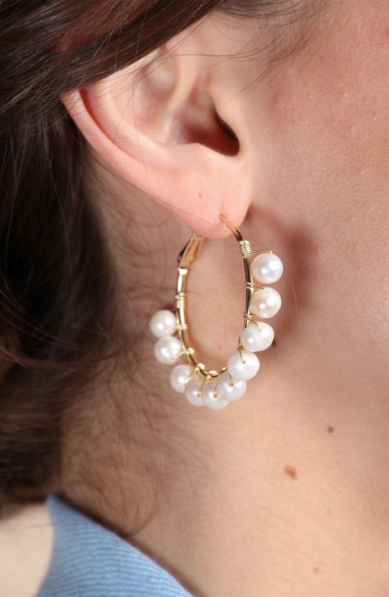 SAACHI Running Water Freshwater Pearl Hoop Earrings | Nordstromrack