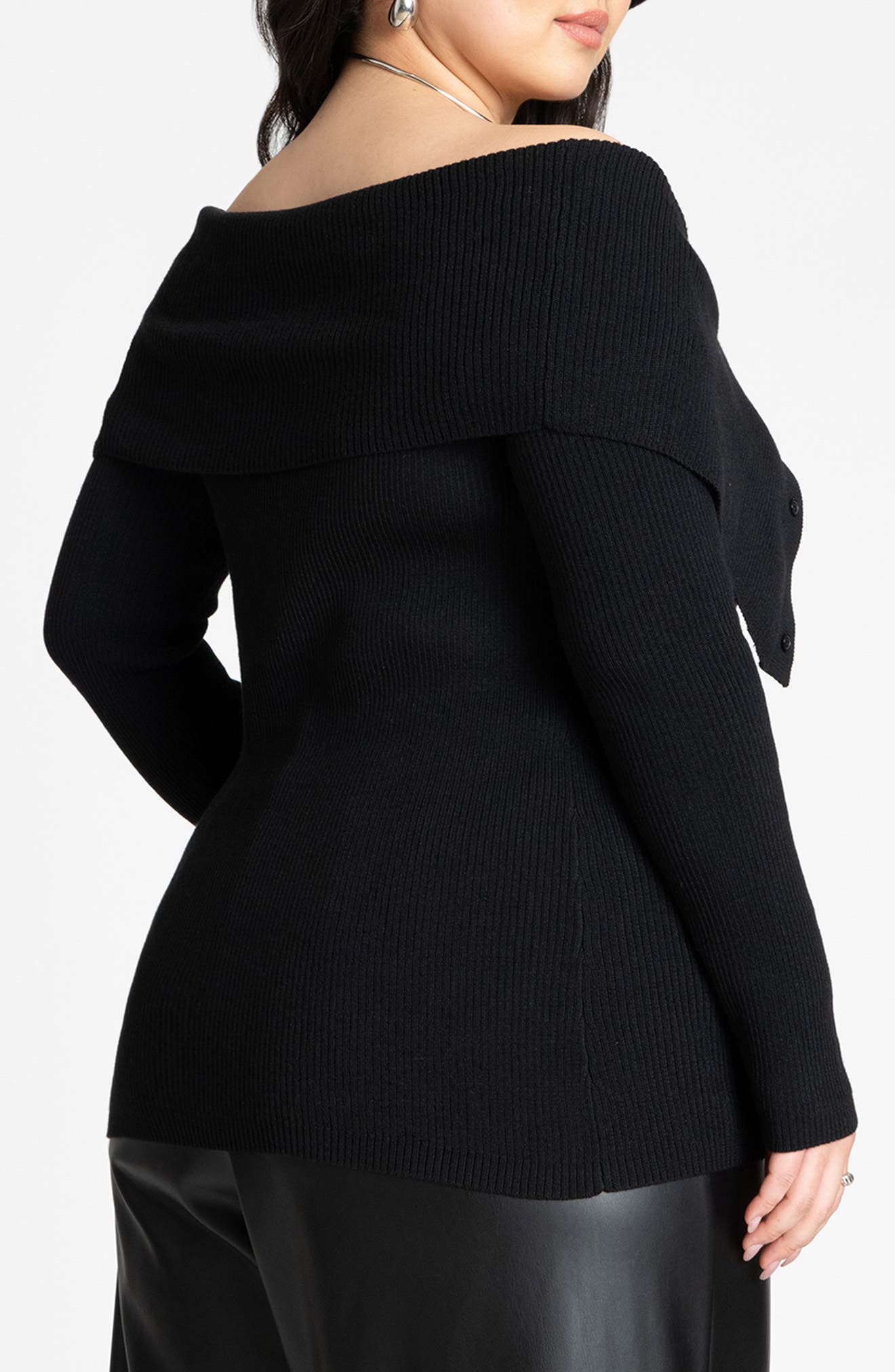 ELOQUII Portrait Collar Rib Cardigan | Nordstromrack
