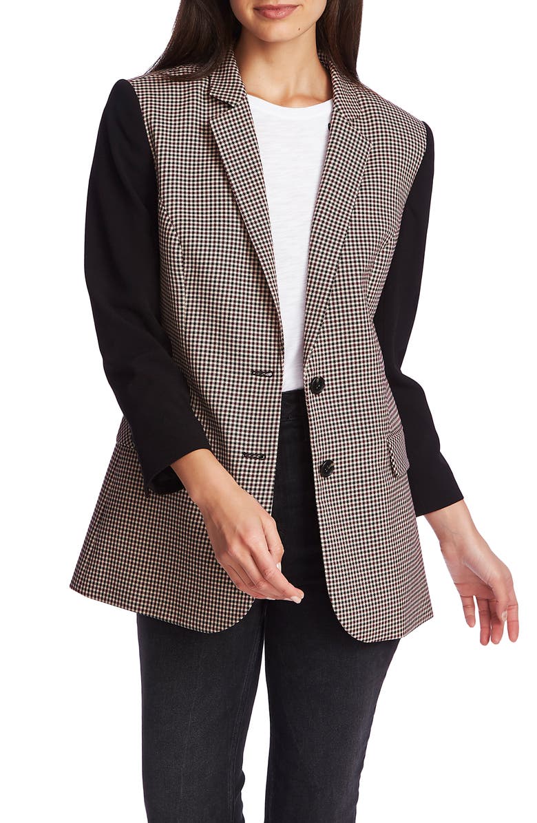 1.STATE Mini Houndstooth Mixed Media Blazer | Nordstromrack